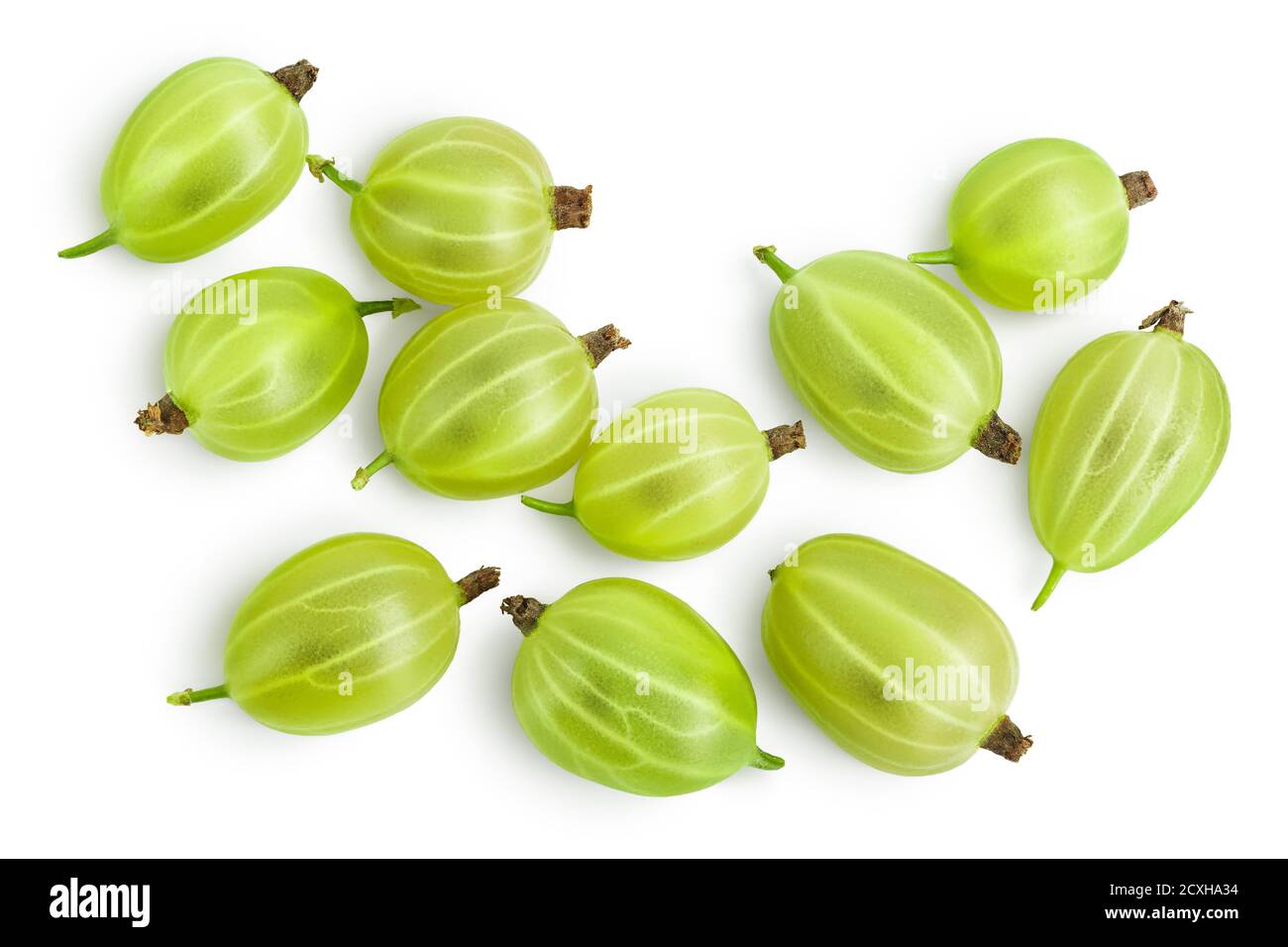 Green gooseberry isolated on white background with clipping path and ...