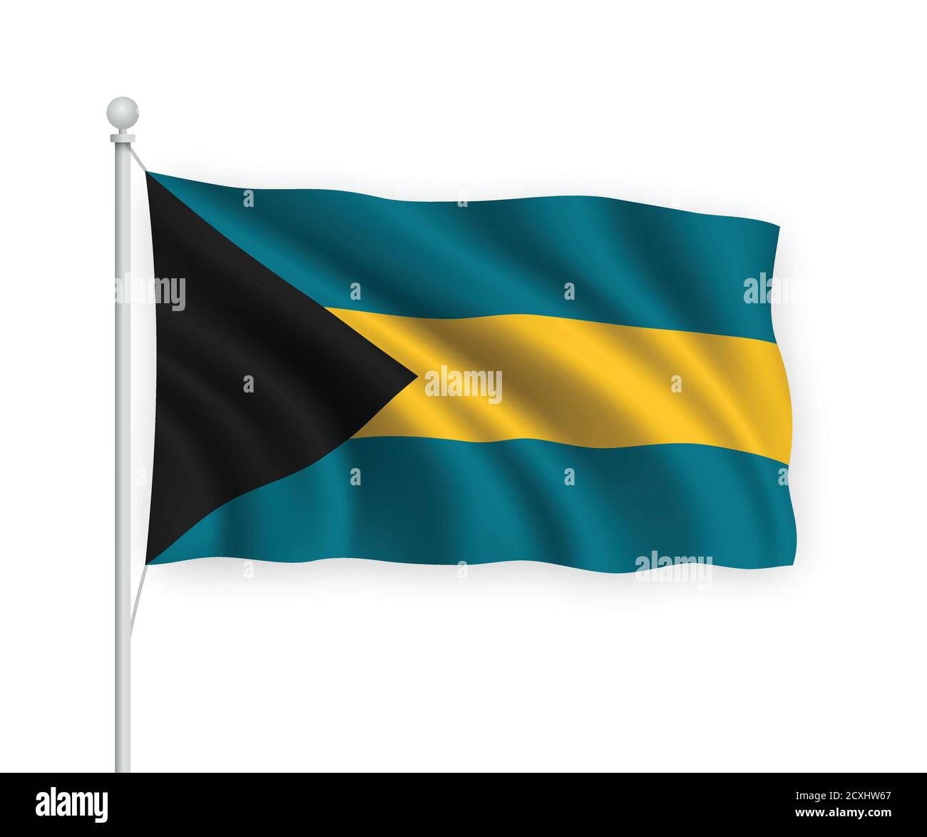 3d waving flag Bahamas Isolated on white background Stock Vector Image ...
