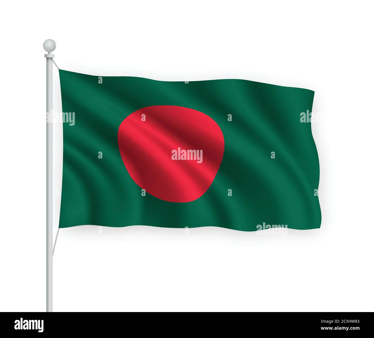 3d waving flag Bangladesh Isolated on white background Stock Vector ...