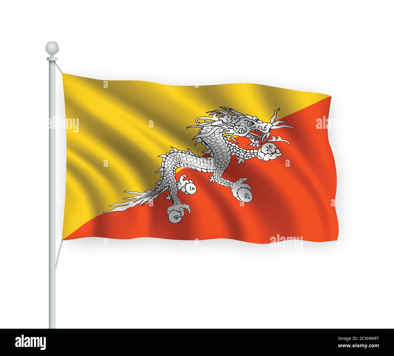 3d waving flag Bhutan Isolated on white background Stock Vector Image ...