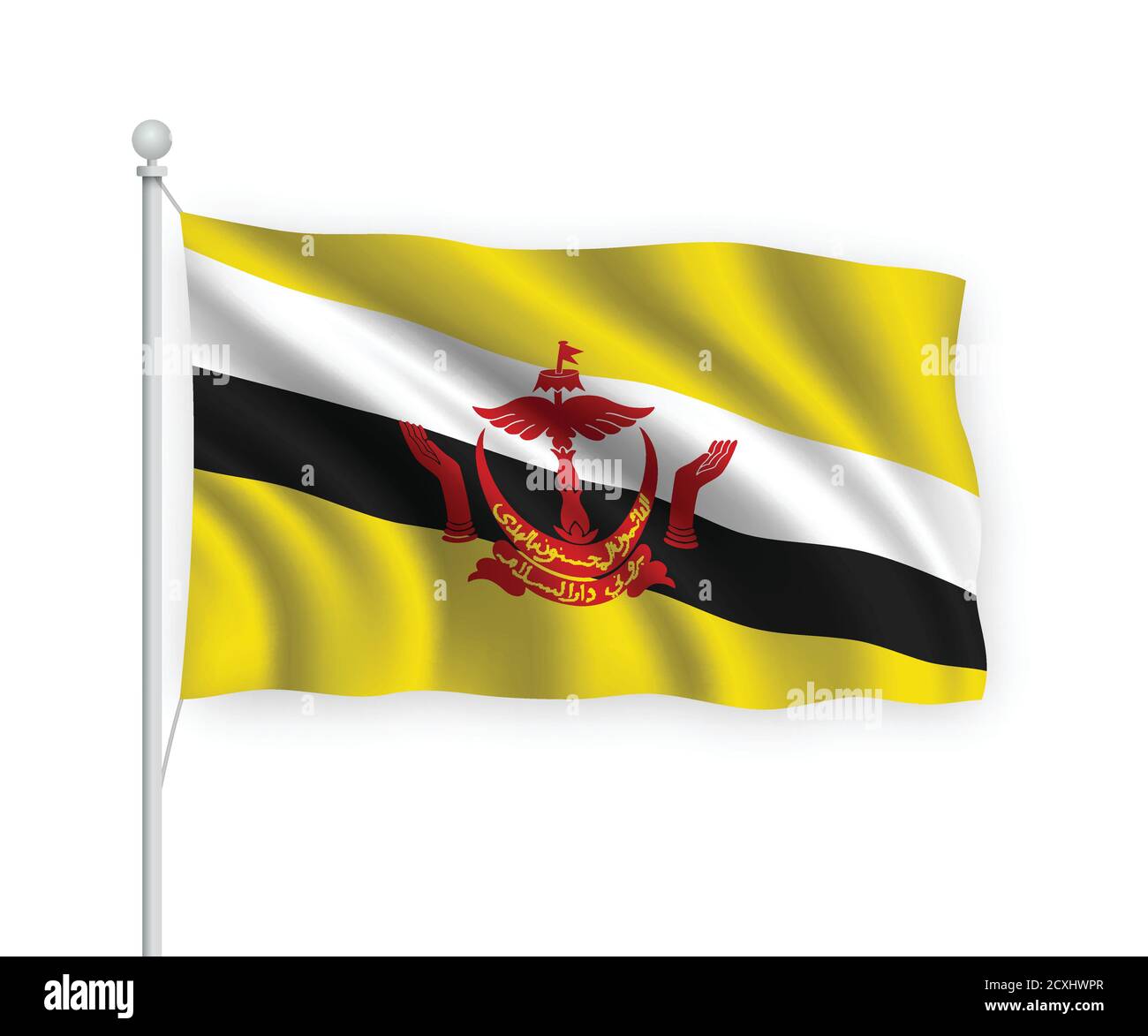 3d waving flag Brunei Isolated on white background Stock Vector Image ...