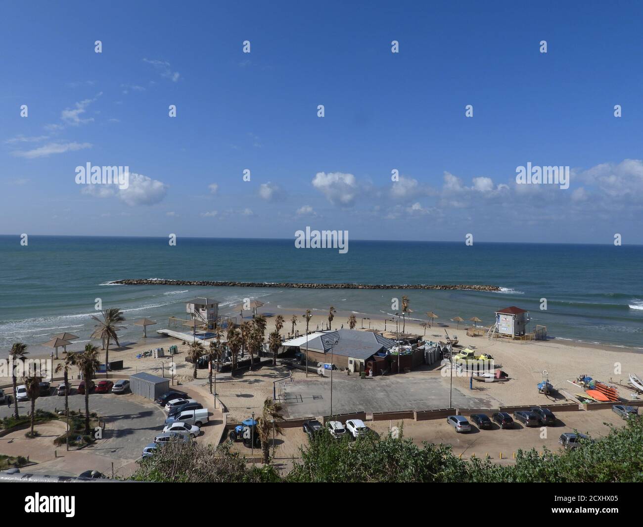Israel, Sharon Region, Netanya coastal Promenade on the cliff ...