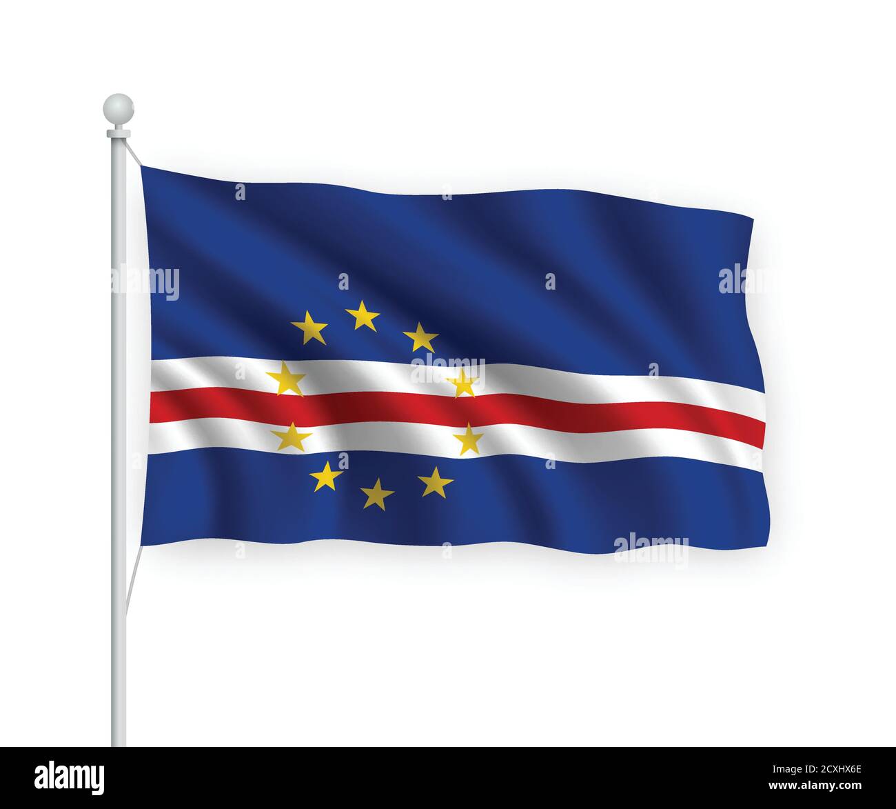3d waving flag Cabo Verde Isolated on white background Stock Vector ...