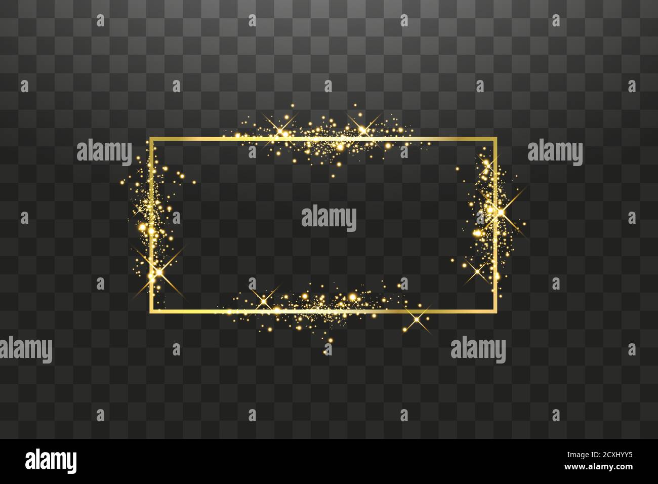 Golden frame with lights effects. Shining rectangle banner. Isolated on ...