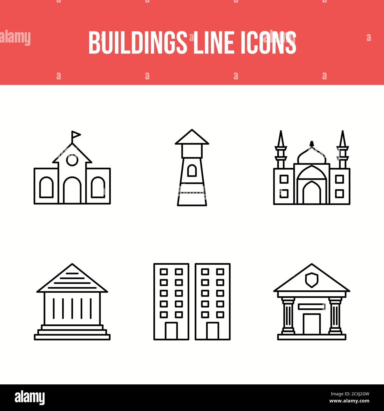 Unique Building and landmarks vector icon set Stock Vector Image & Art ...