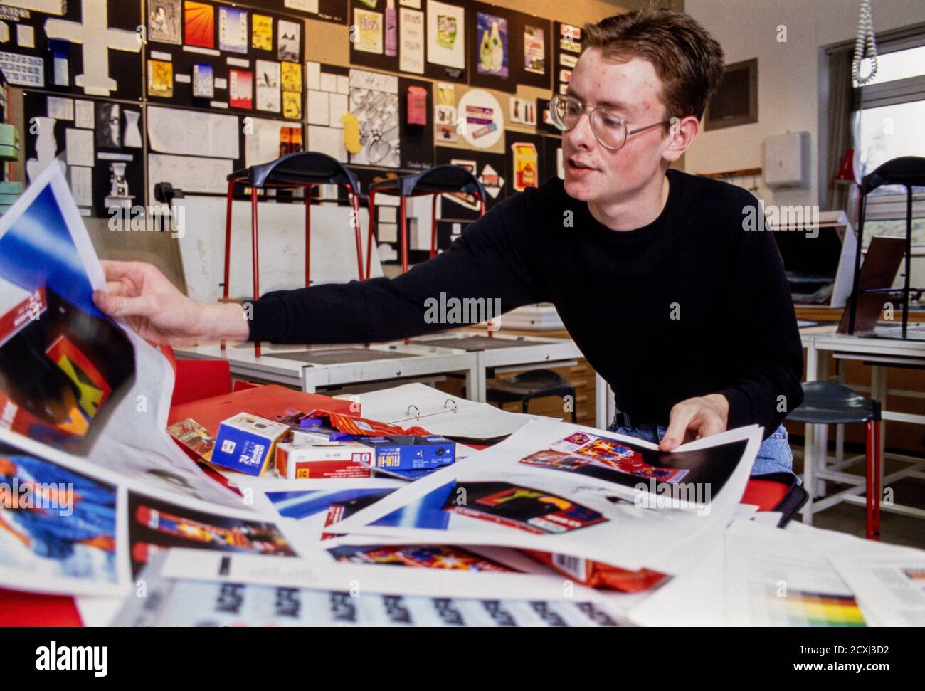 Sixth form student Simon Smith working on an NVQ art and design project ...