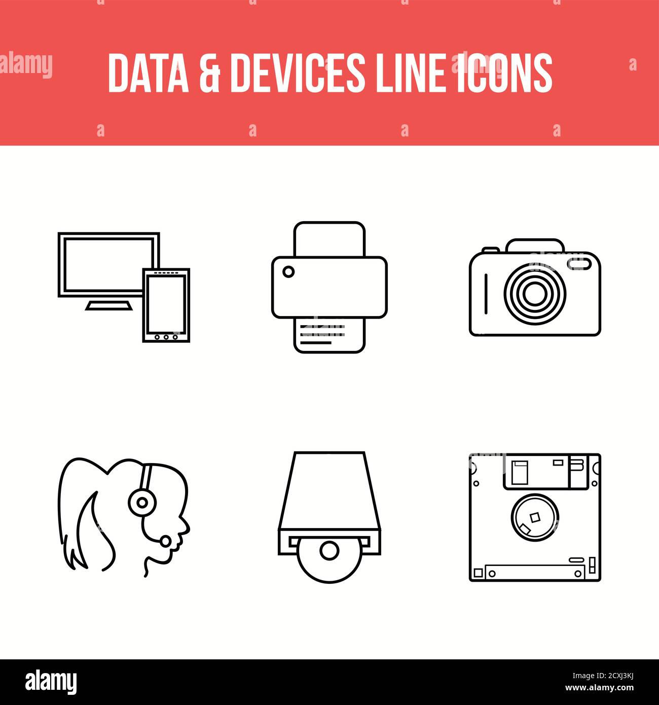 Unique Line vecor icon set of Data and devices icons Stock Vector Image ...