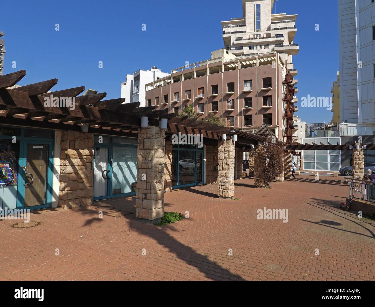 Israel, Sharon Region, Netanya coastal Promenade on the cliff ...