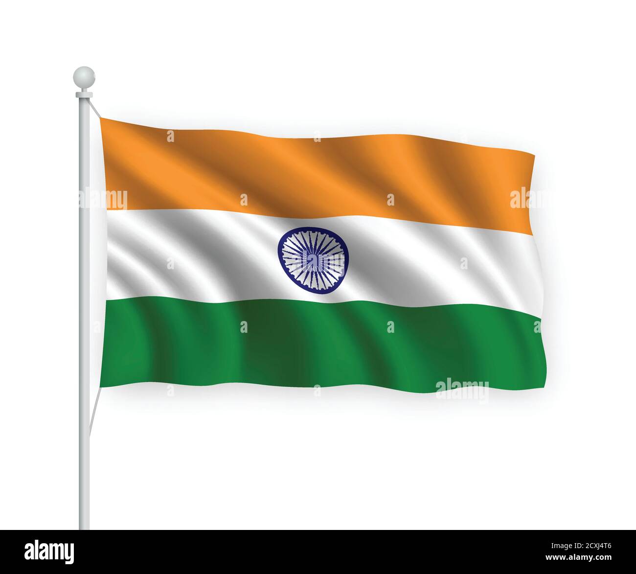 3d waving flag India Isolated on white background Stock Vector Image ...