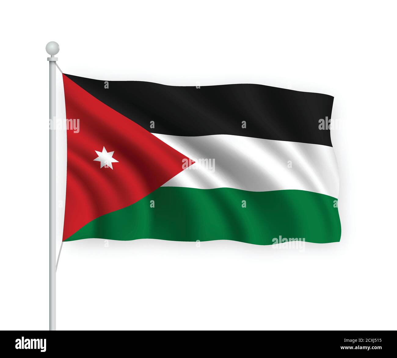 3d waving flag Jordan Isolated on white background Stock Vector Image ...