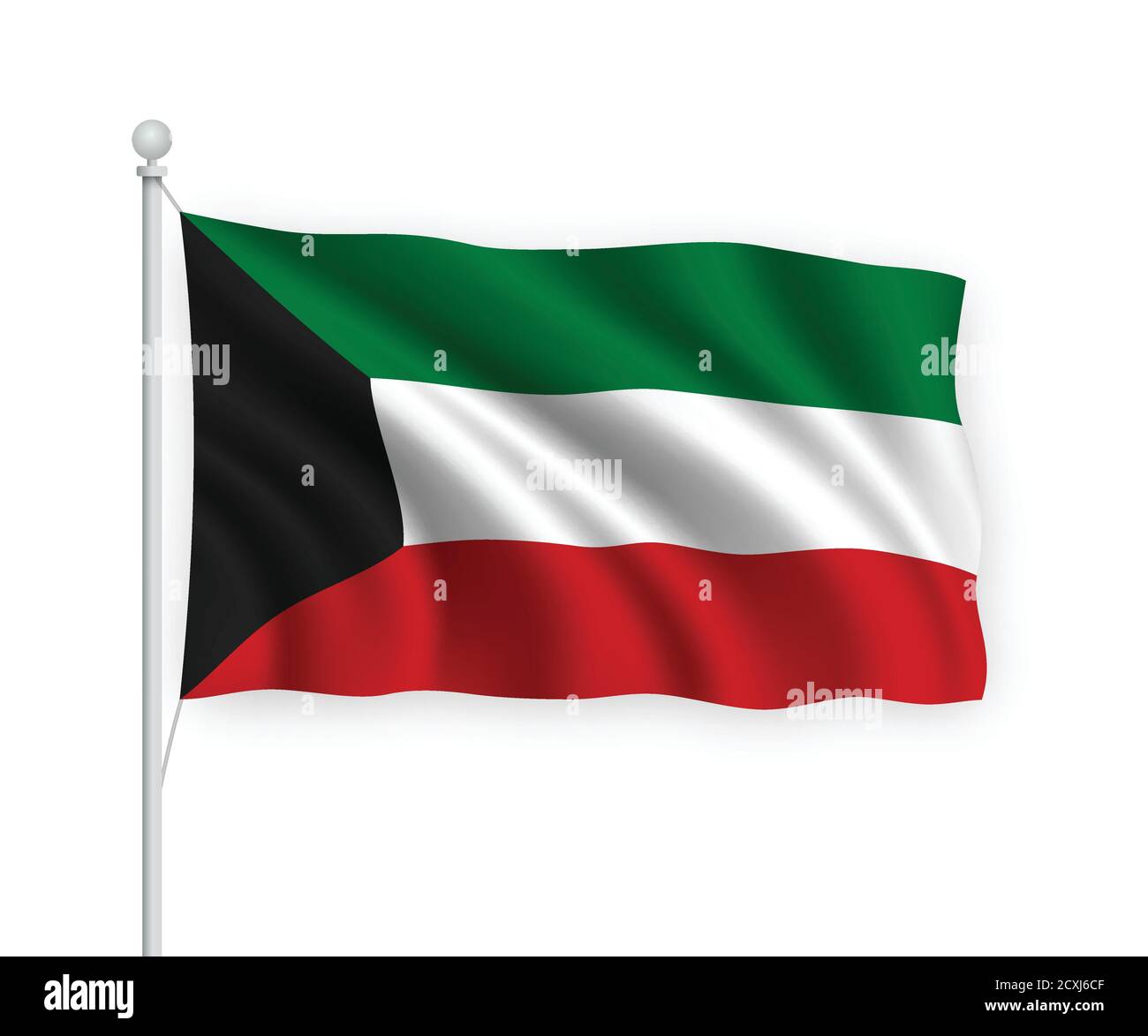 3d waving flag Kuwait Isolated on white background Stock Vector Image ...
