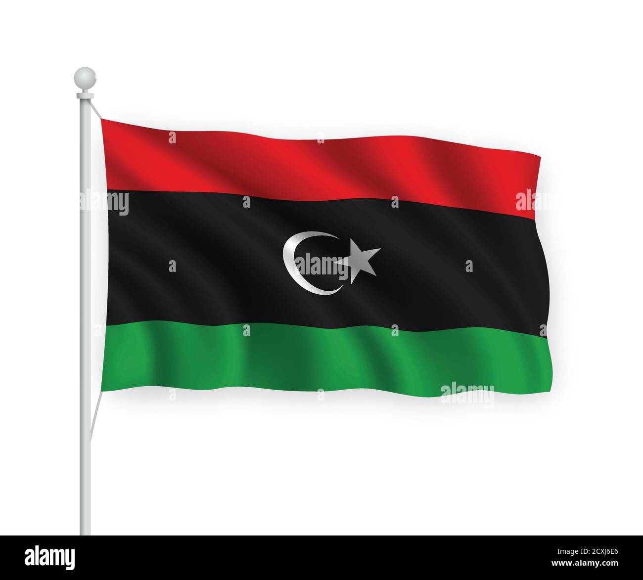 3d waving flag Libya Isolated on white background Stock Vector Image ...
