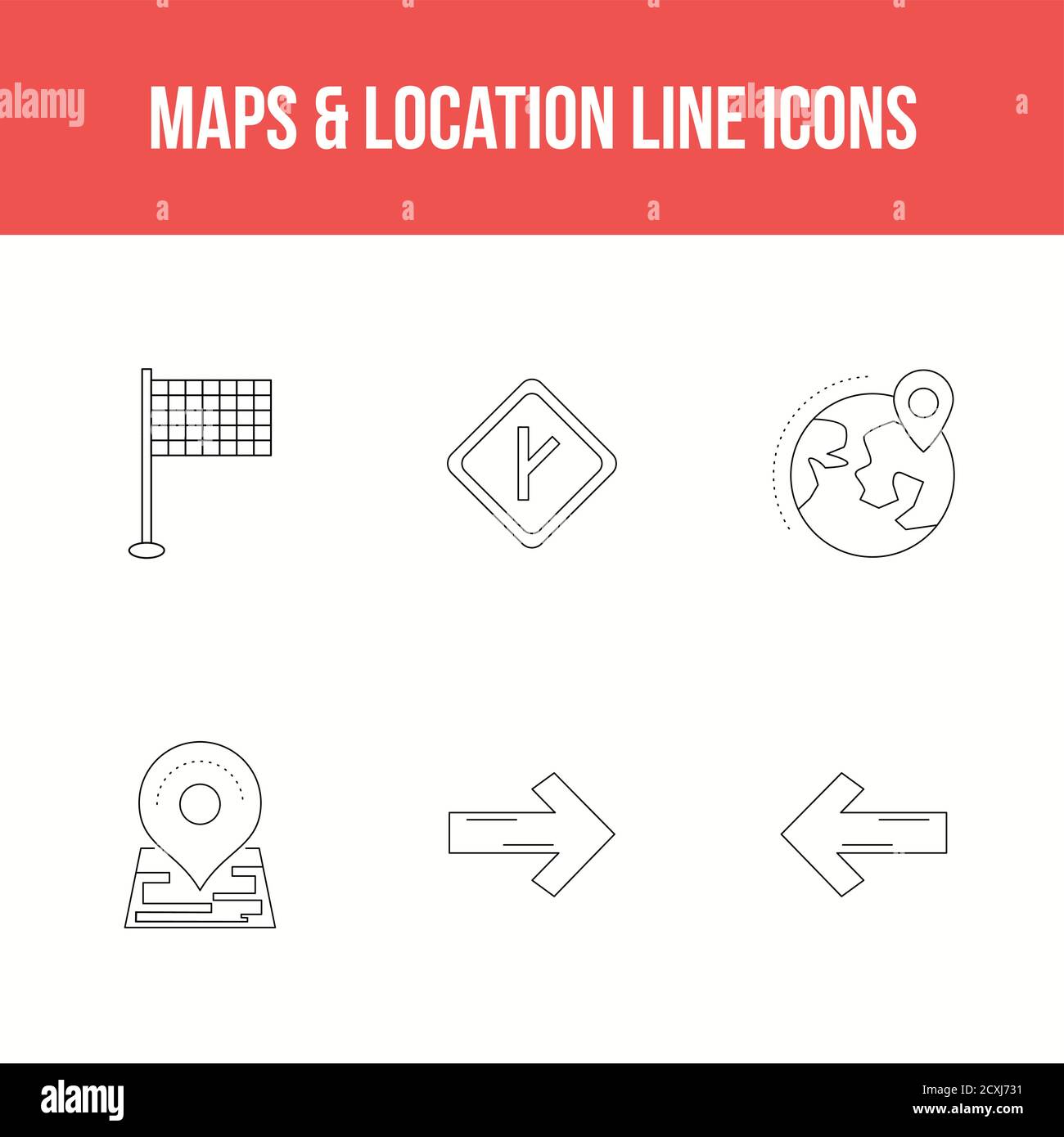 Set of beautiful maps & location line icons Stock Vector Image & Art ...