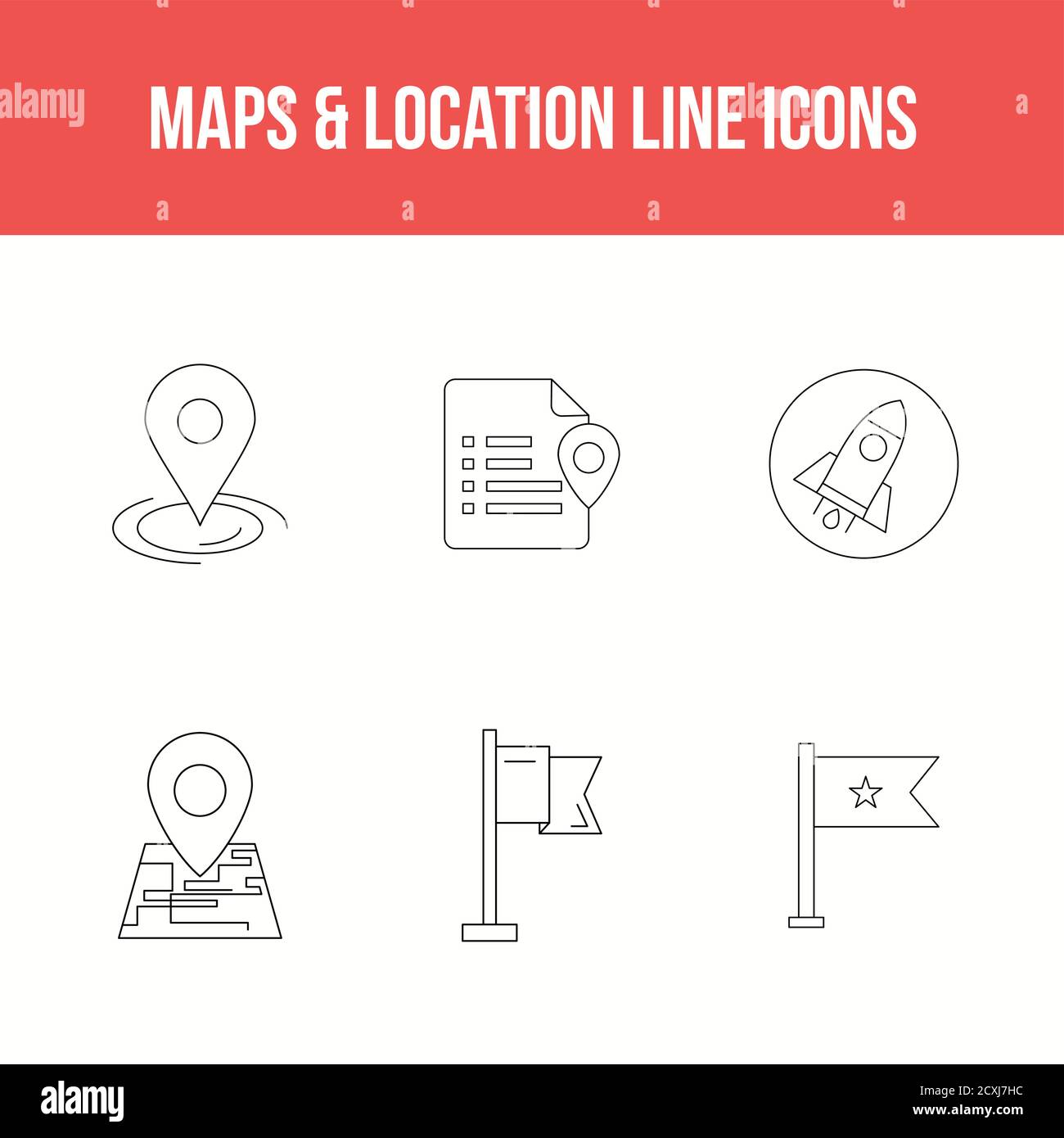 Unique icon set of maps & location line icons Stock Vector Image & Art ...