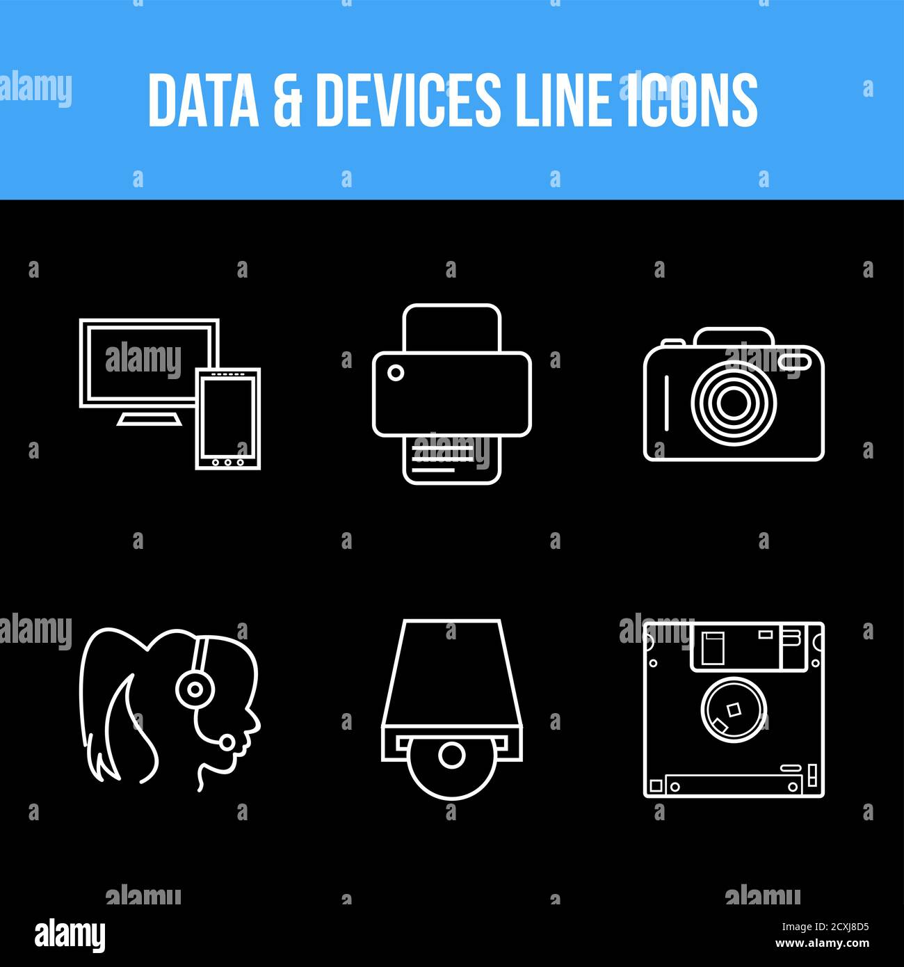 Unique Line vecor icon set of Data and devices icons Stock Vector Image ...