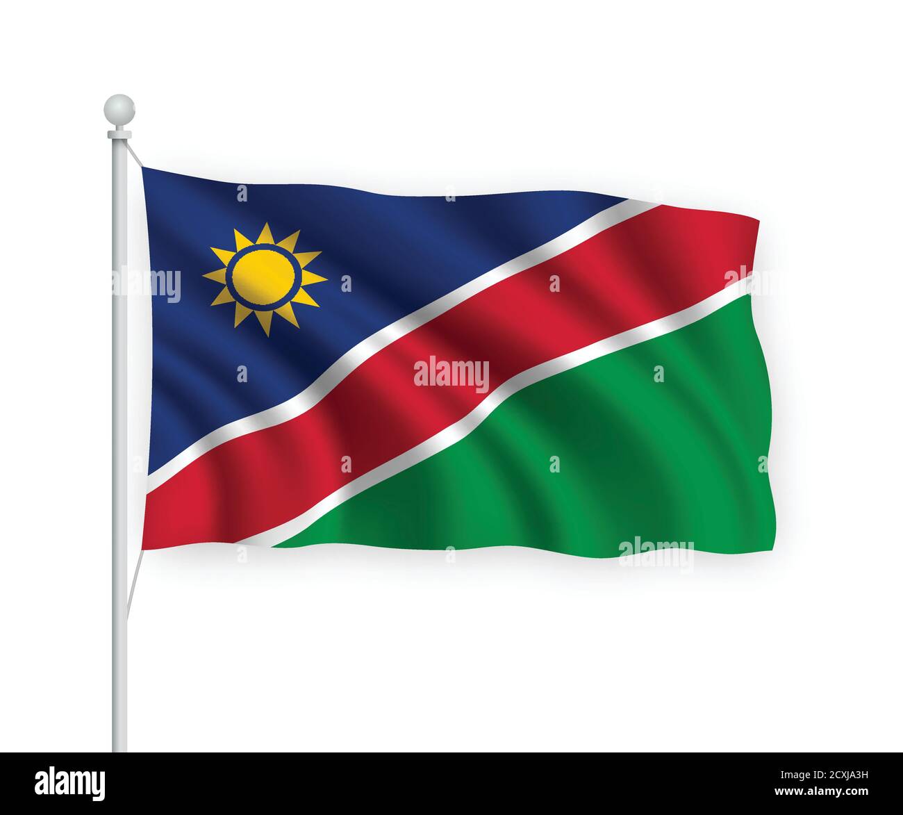 3d waving flag Namibia Isolated on white background Stock Vector Image ...
