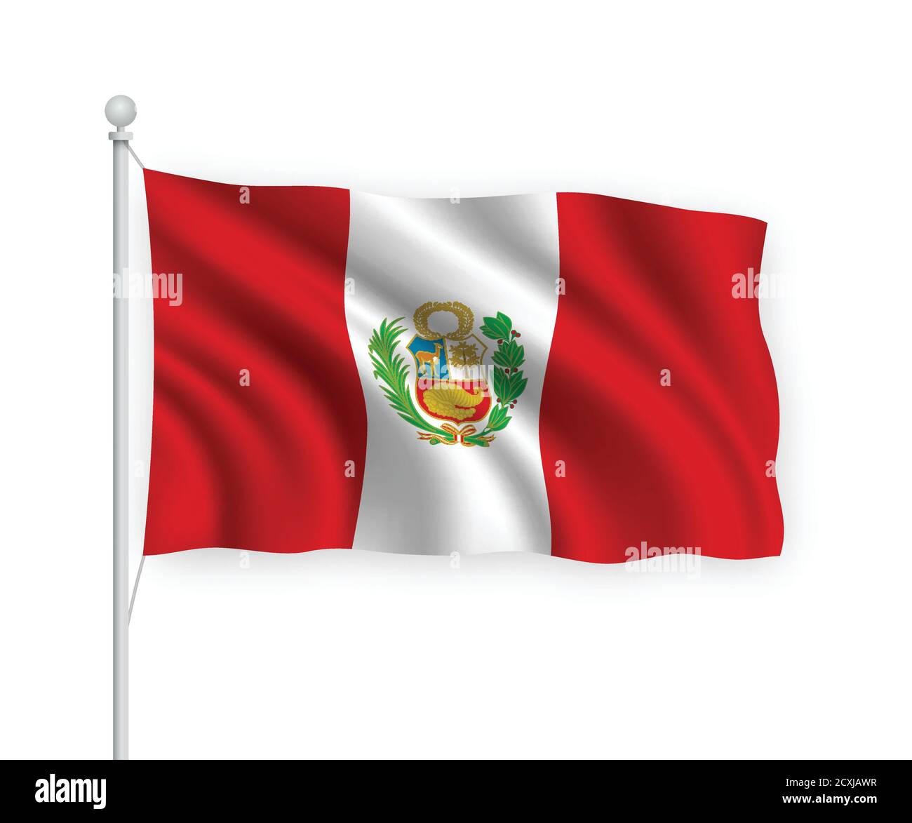 3d waving flag Peru Isolated on white background Stock Vector Image ...