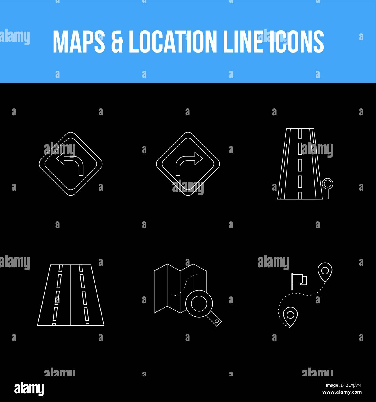 Beautiful maps & location unique line icon set Stock Vector Image & Art ...