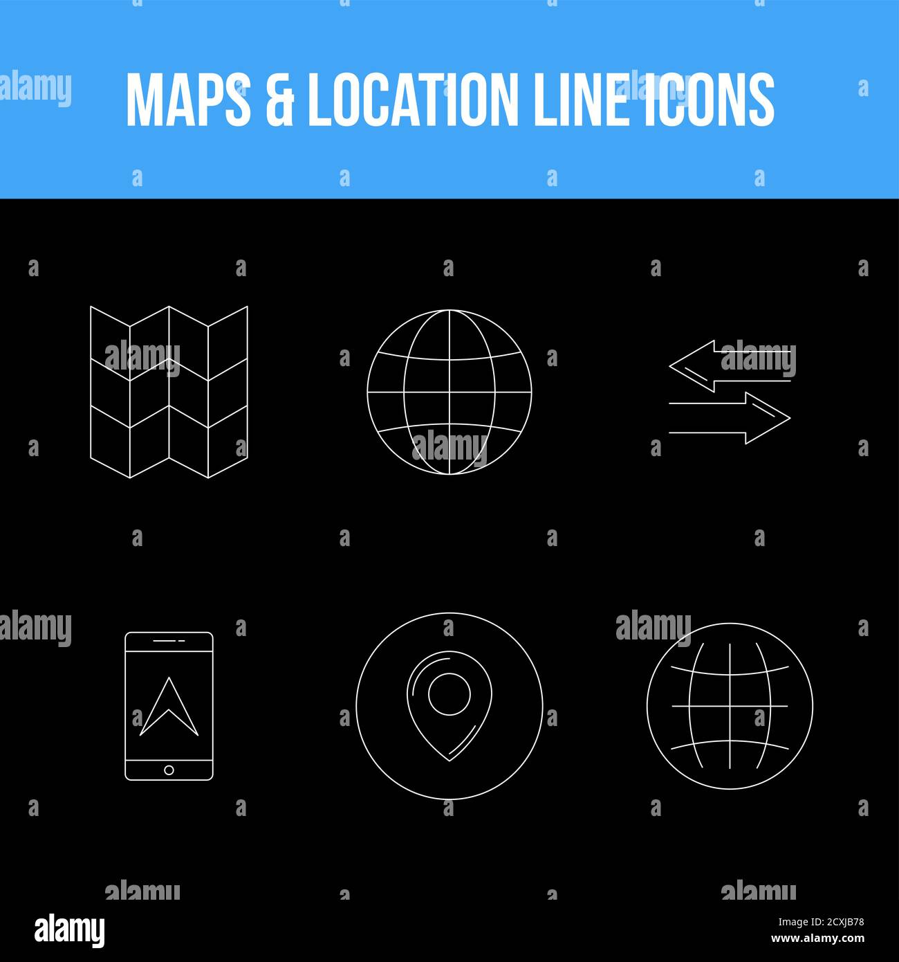 Unique set of maps & location 6 line icons Stock Vector Image & Art - Alamy
