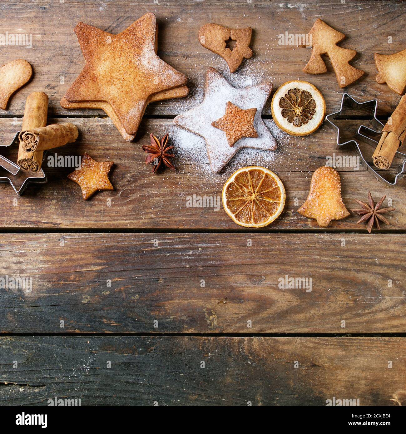 Homemade Christmas shortbread star shape sugar cookies different size ...