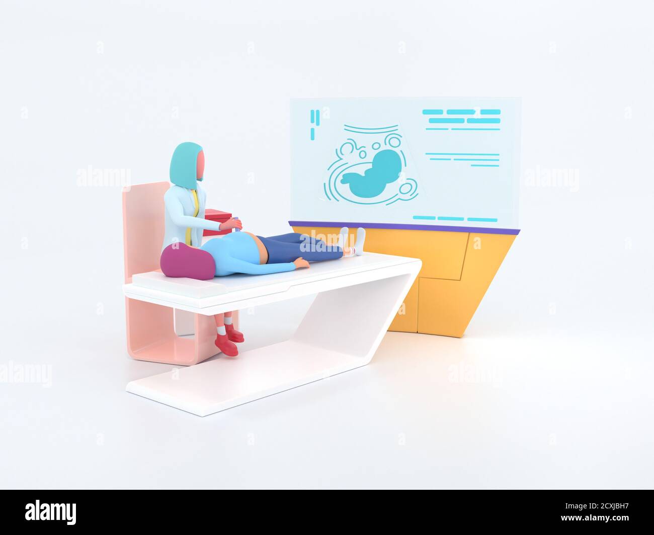 Healthcare series: Ultrasound doctor. Ultrasound specialist at work. 3d ...