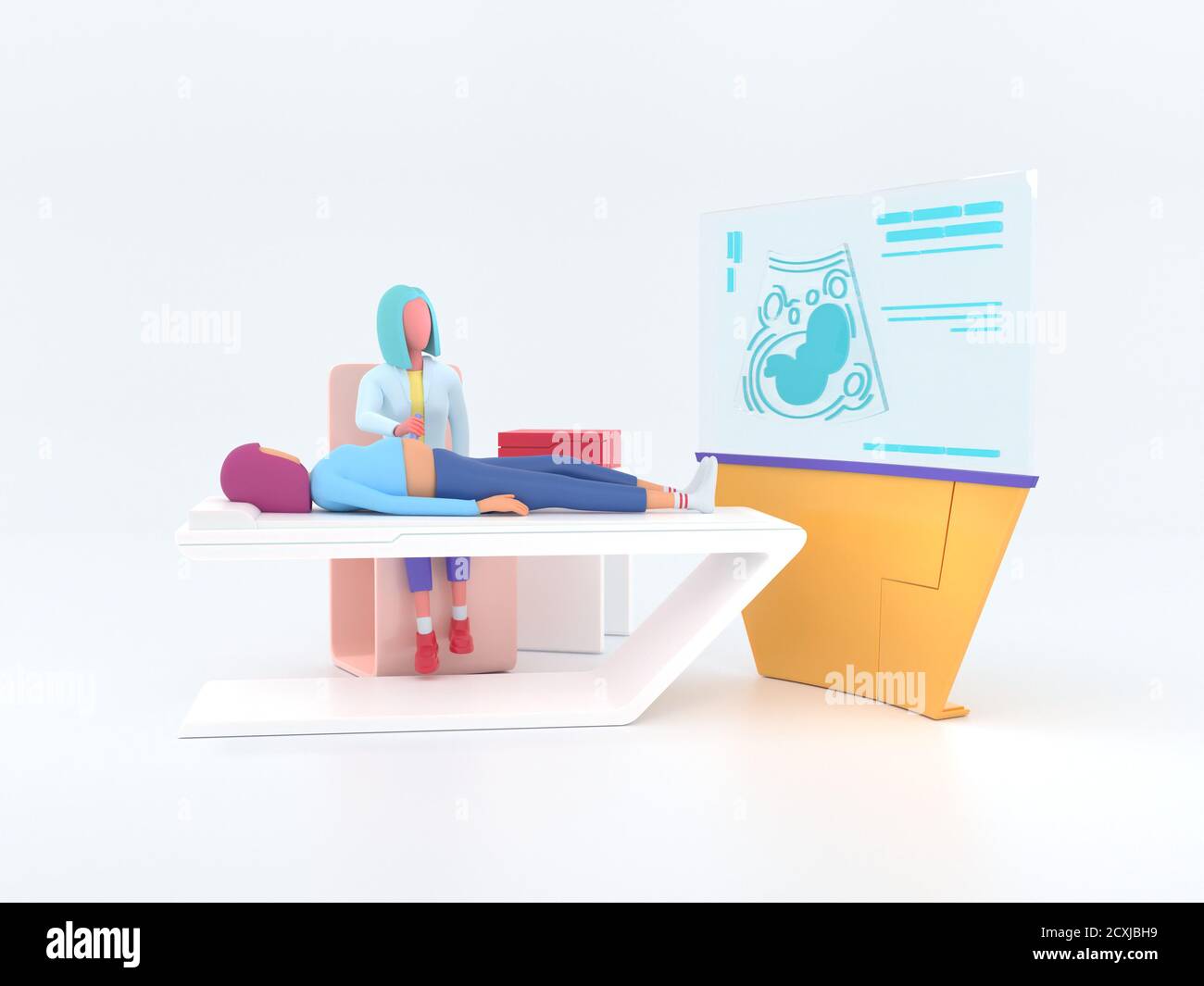 Healthcare series: Ultrasound doctor. Ultrasound specialist at work. 3d ...