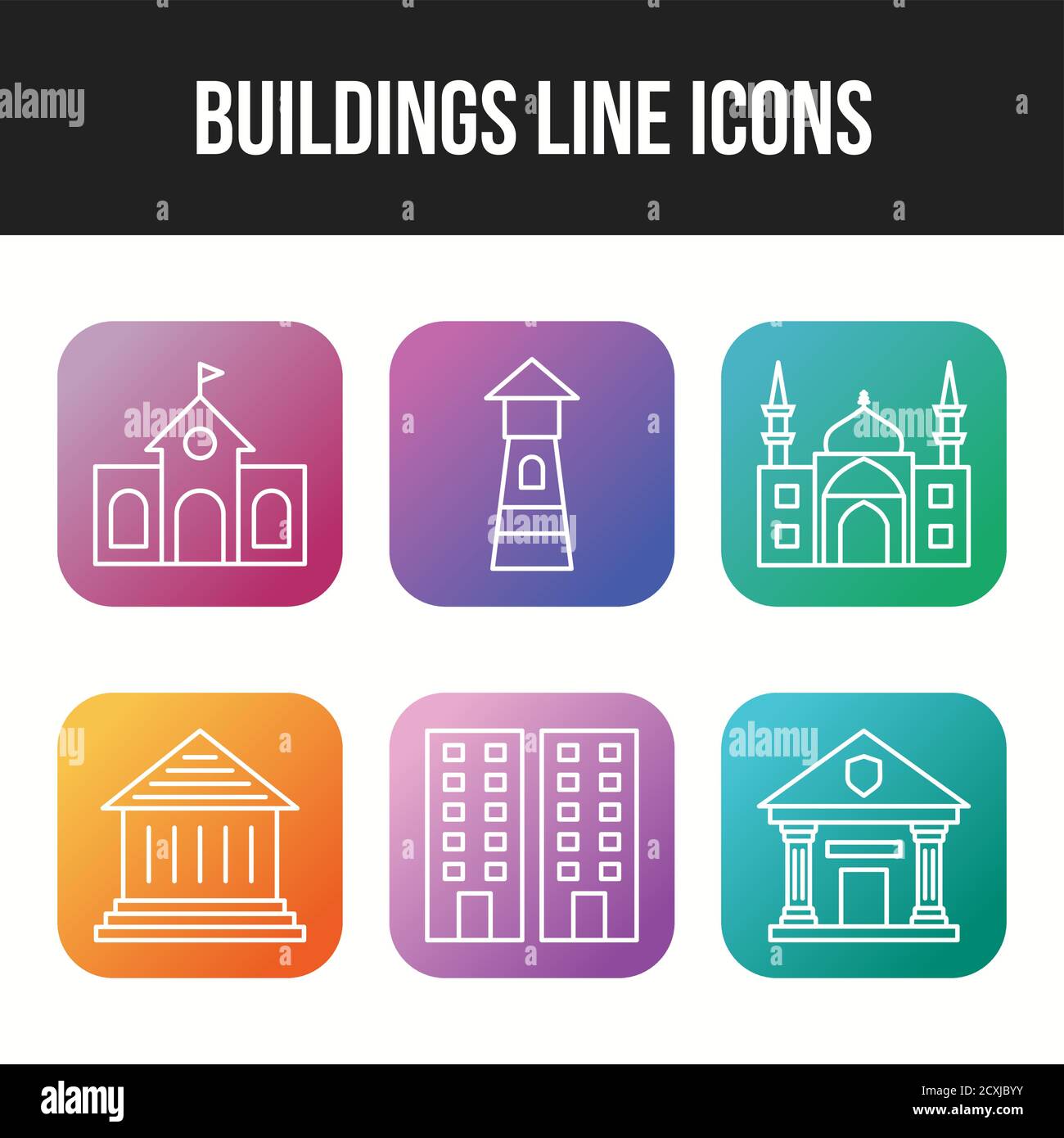 Unique Building and landmarks vector icon set Stock Vector Image & Art ...