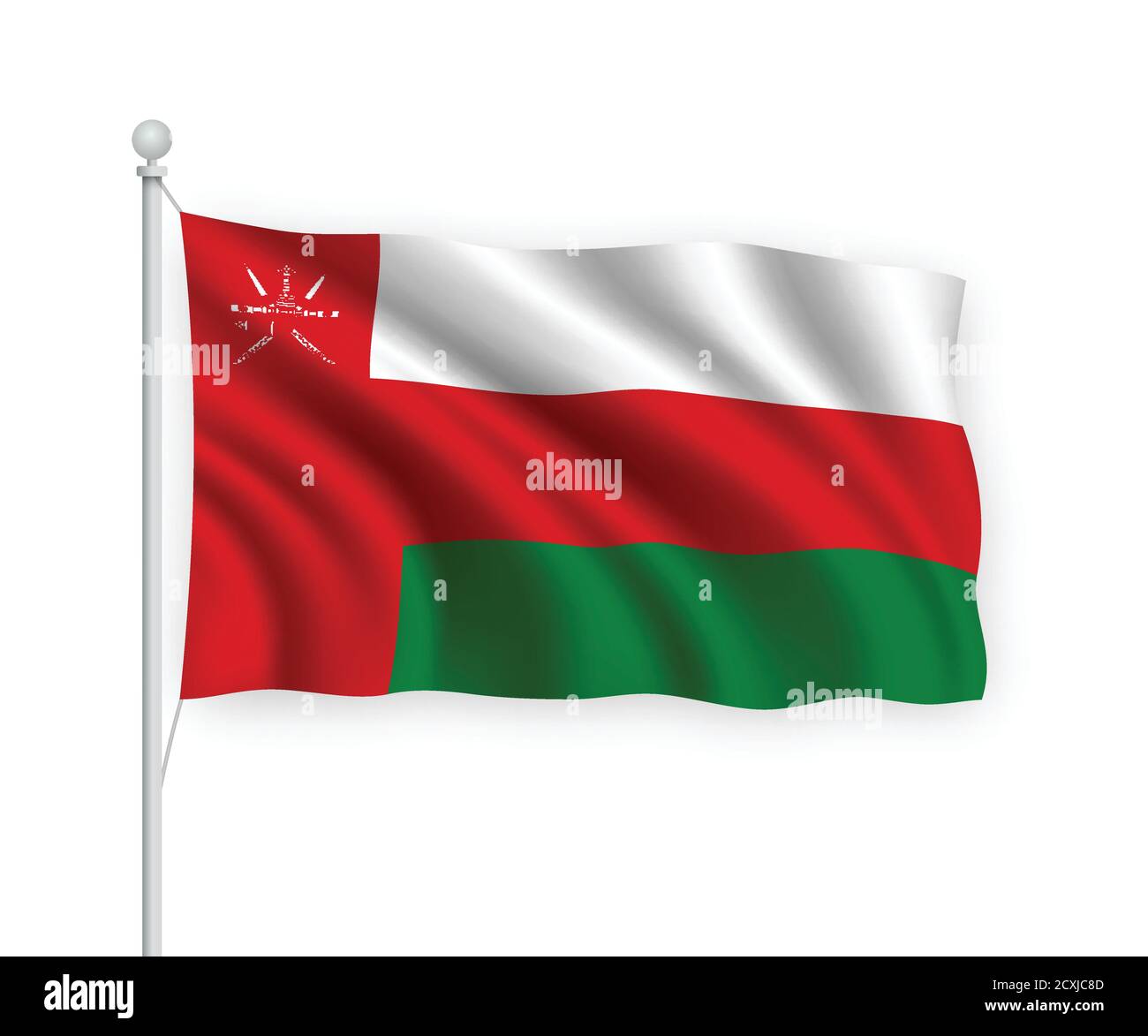 3d waving flag Oman Isolated on white background Stock Vector Image ...