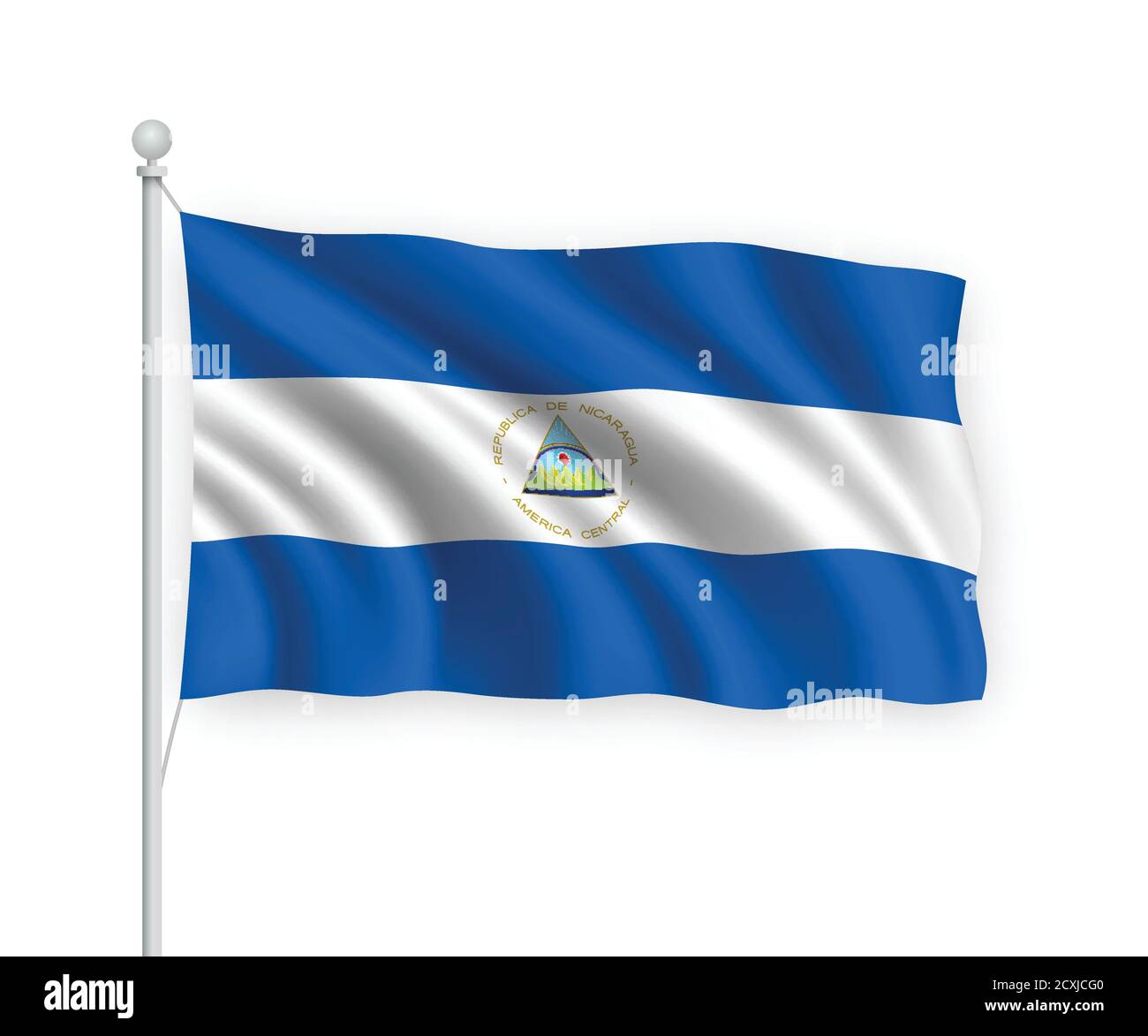 3d waving flag Nicaragua Isolated on white background Stock Vector Image & Art - Alamy