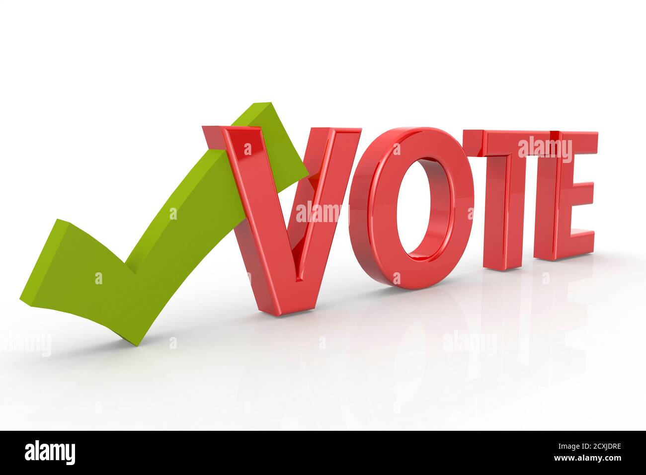 Green checkmark and vote word on white background, 3D rendering Stock ...