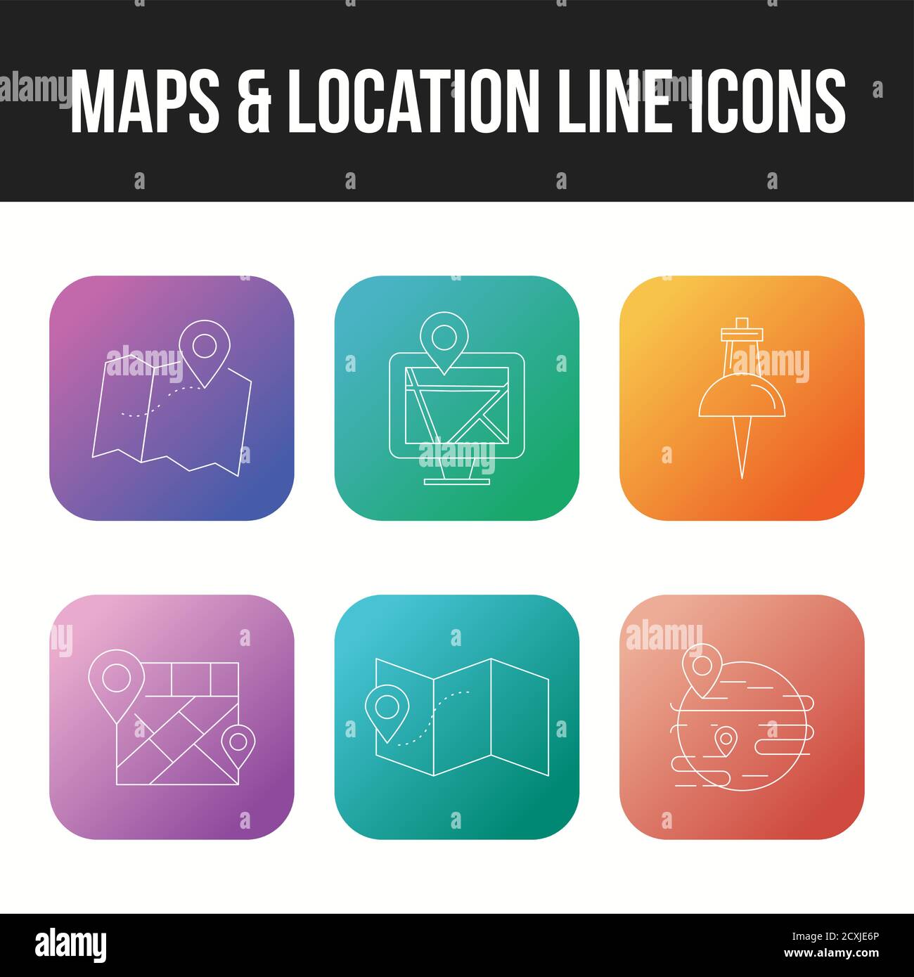 Unique set of maps & location 6 line icons Stock Vector Image & Art - Alamy