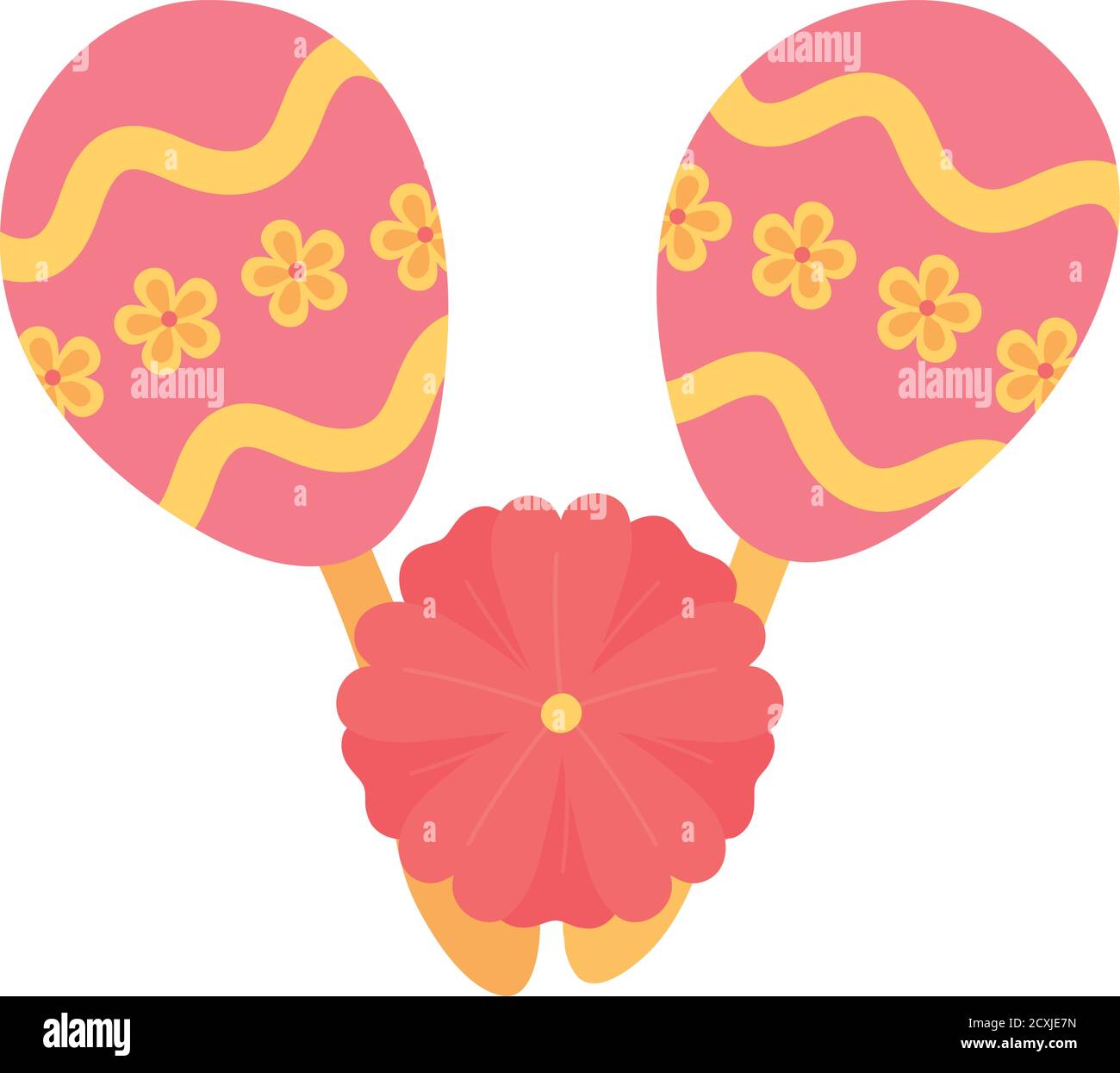 day of the dead, maracas flower decoration mexican celebration vector ...