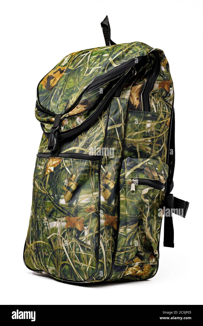 Big military backpack isolated on white background Stock Photo - Alamy