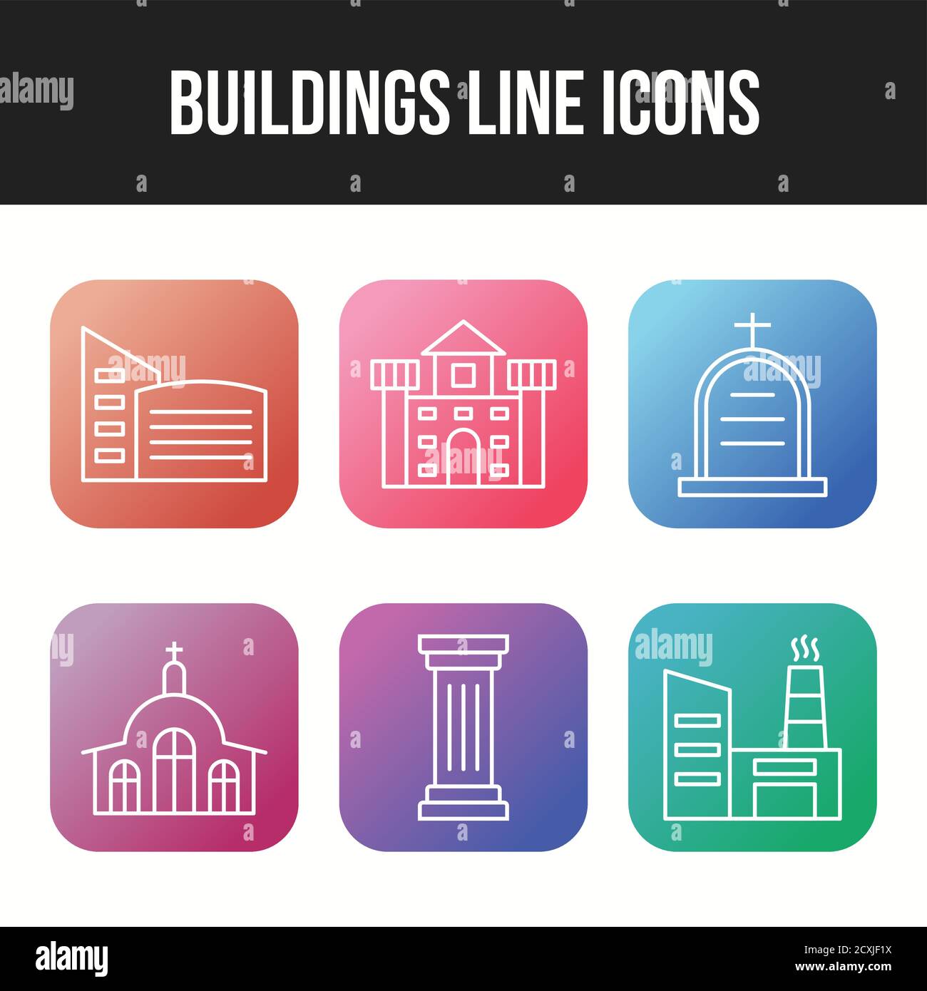 Beautiful buildings vector icon set for commercial use Stock Vector ...