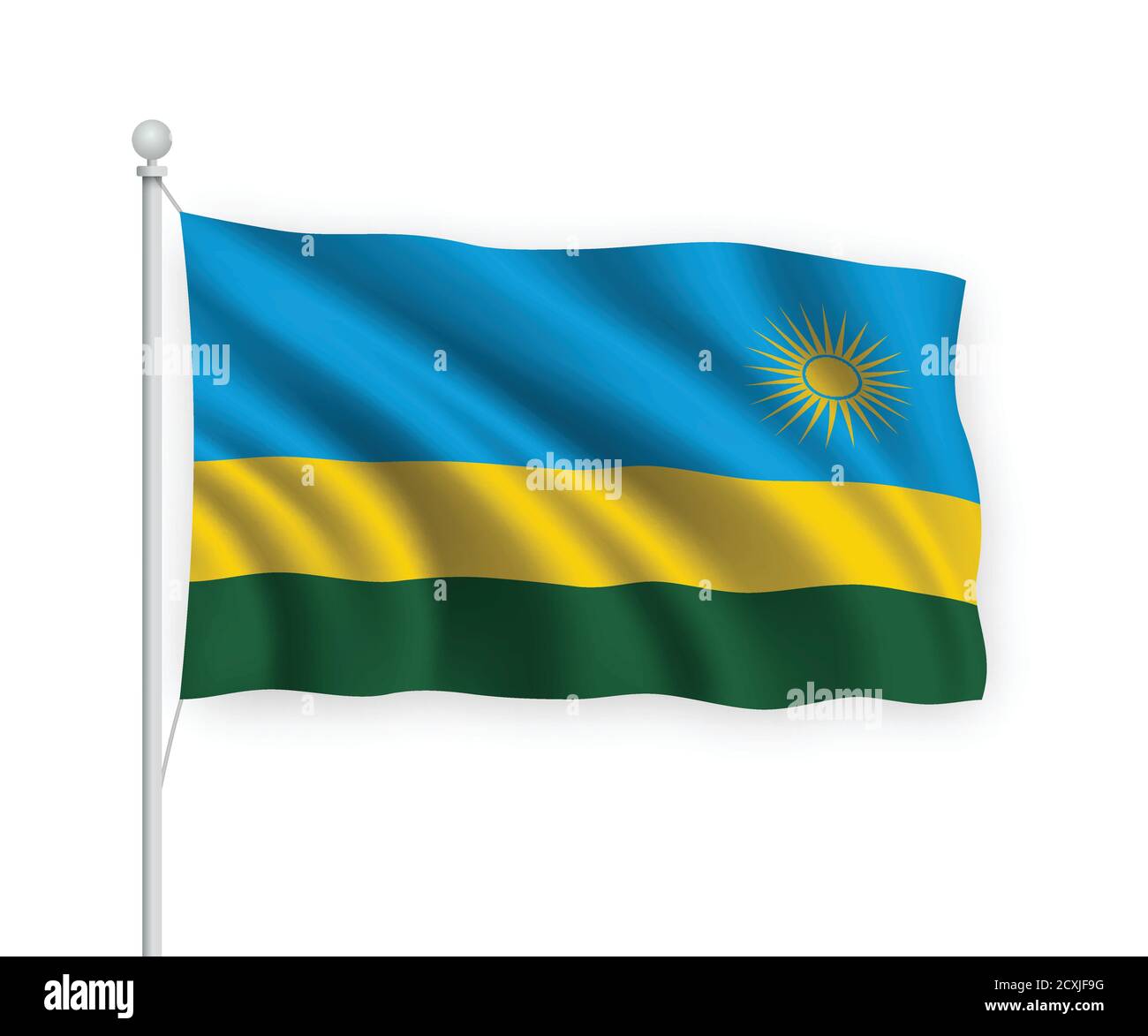 3d waving flag Rwanda Isolated on white background Stock Vector Image ...