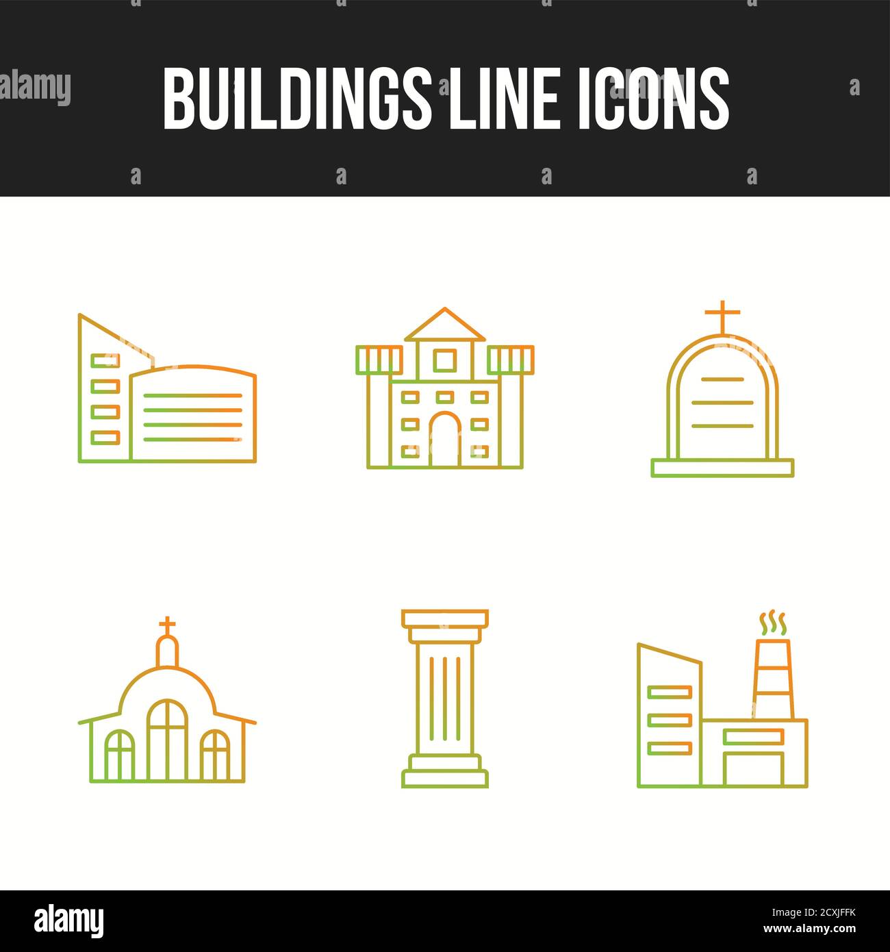 Beautiful buildings vector icon set for commercial use Stock Vector ...
