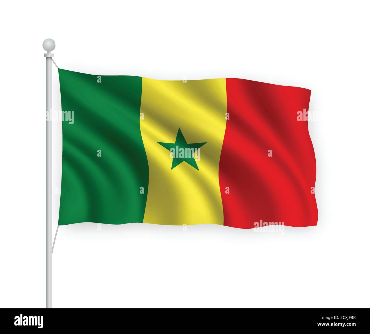 3d waving flag Senegal Isolated on white background Stock Vector Image ...