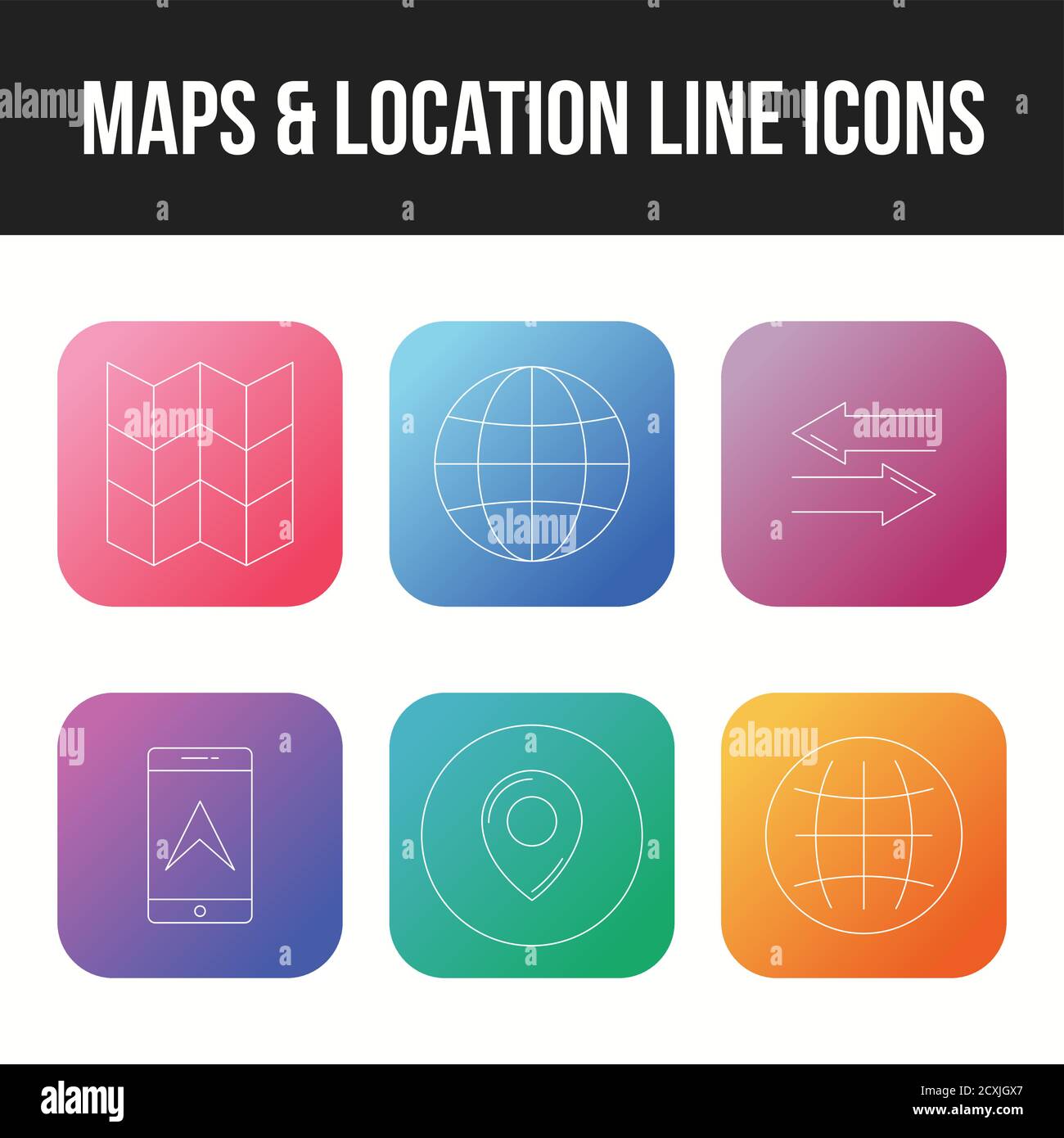 Unique set of maps & location 6 line icons Stock Vector Image & Art - Alamy