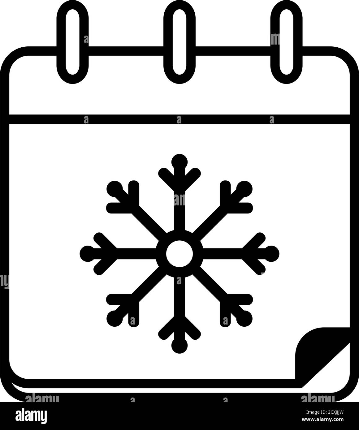 calendar with snowflake icon over white background, line style, vector ...