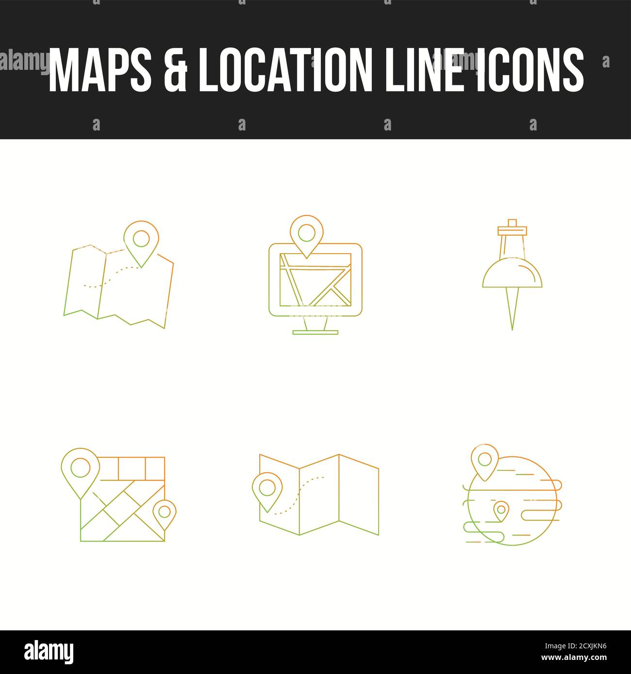 Unique set of maps & location 6 line icons Stock Vector Image & Art - Alamy