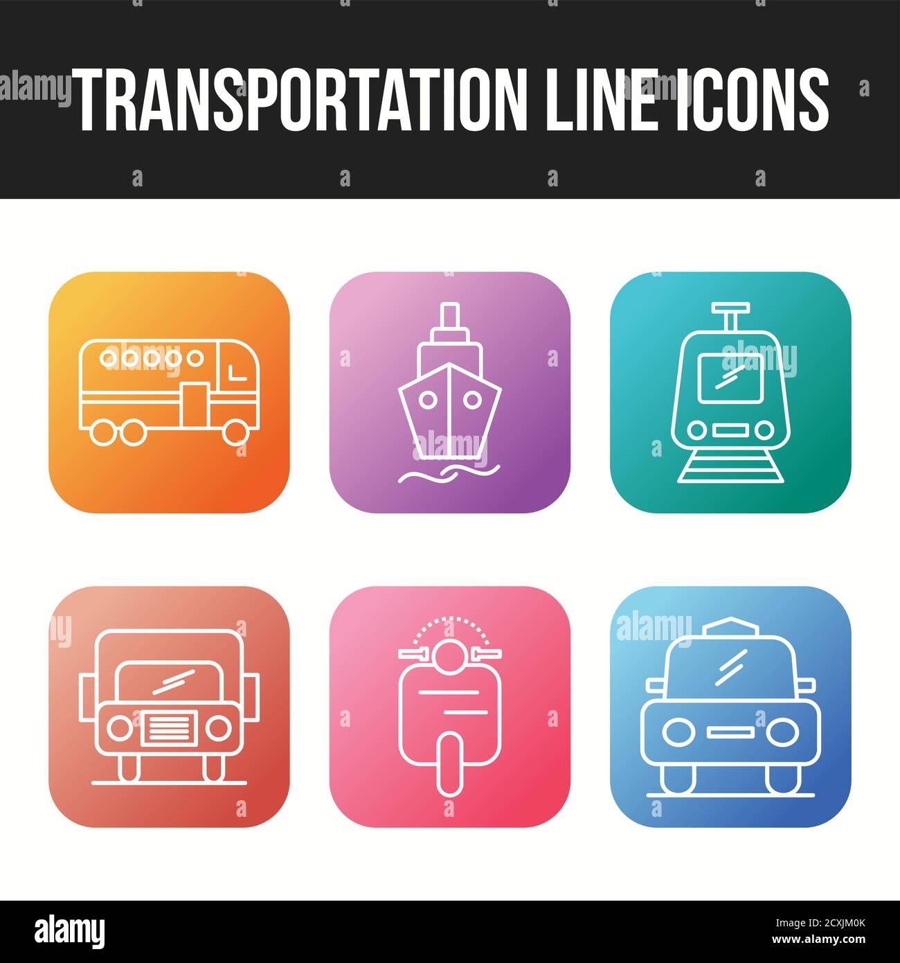 Beautiful Transportation unique line 6 icons set Stock Vector Image ...