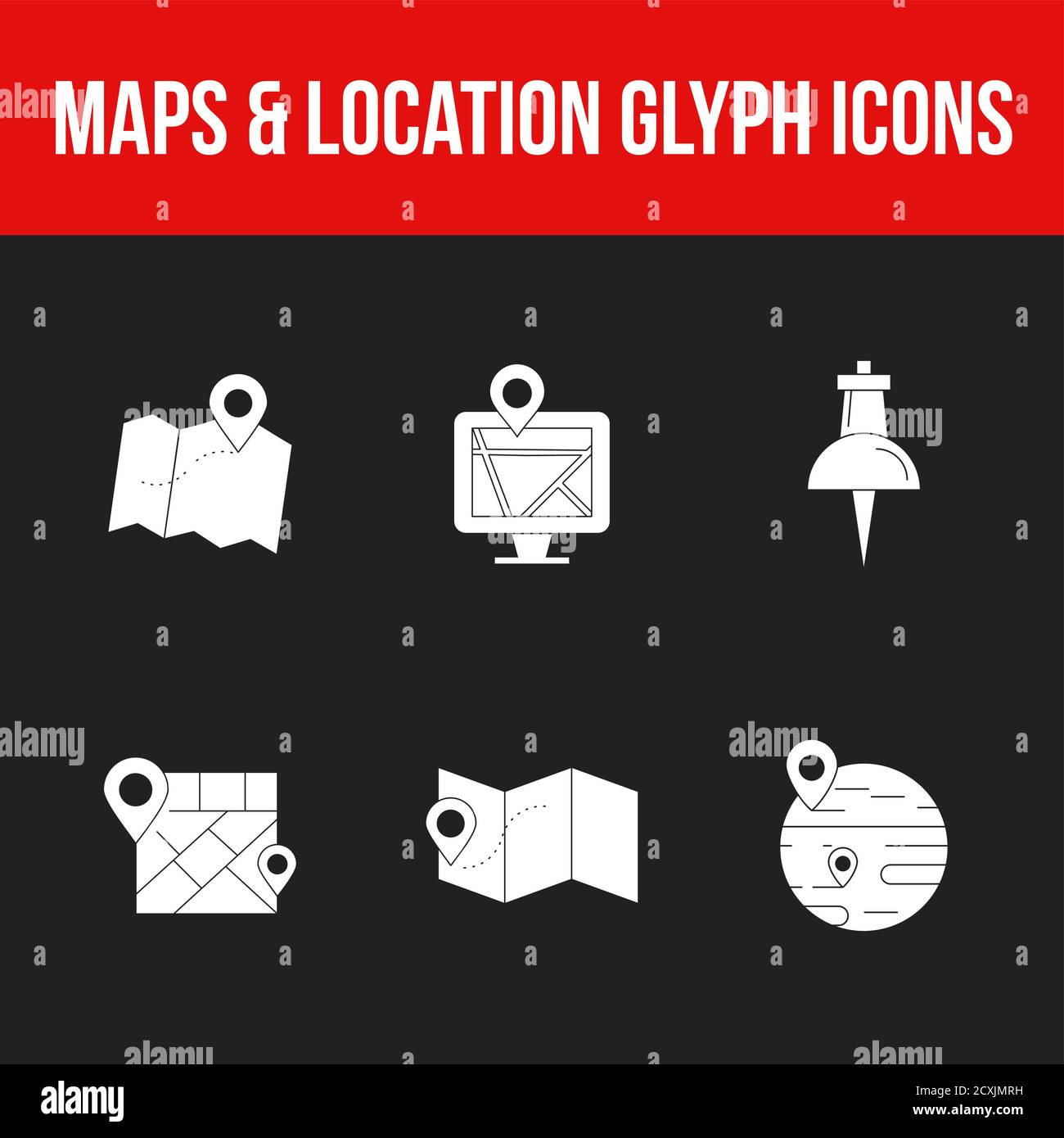Unique set of maps & location 6 glyph icons Stock Vector Image & Art ...