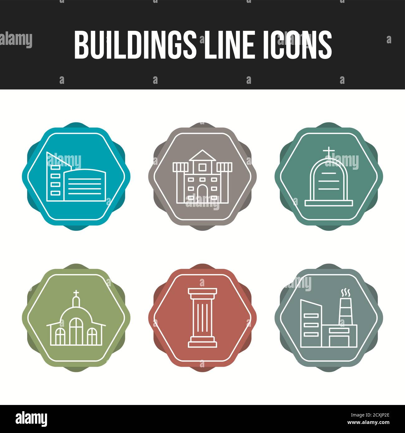 Beautiful buildings vector icon set for commercial use Stock Vector ...