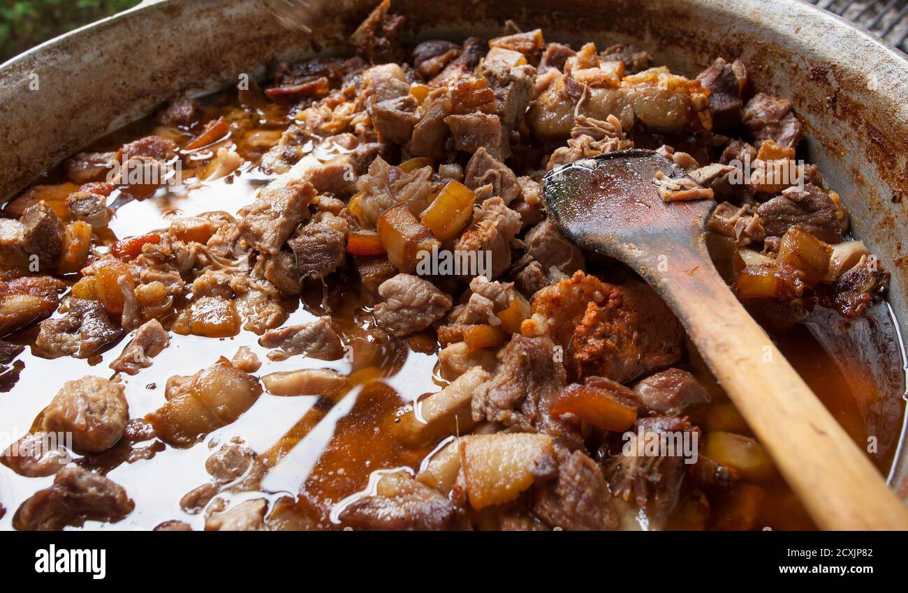 pig meat baked and roasted for delicious dinner Stock Photo - Alamy