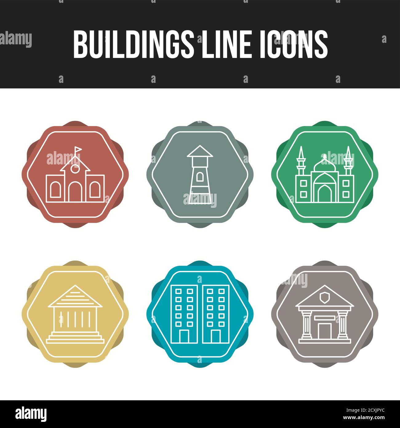 Unique Building and landmarks vector icon set Stock Vector Image & Art ...