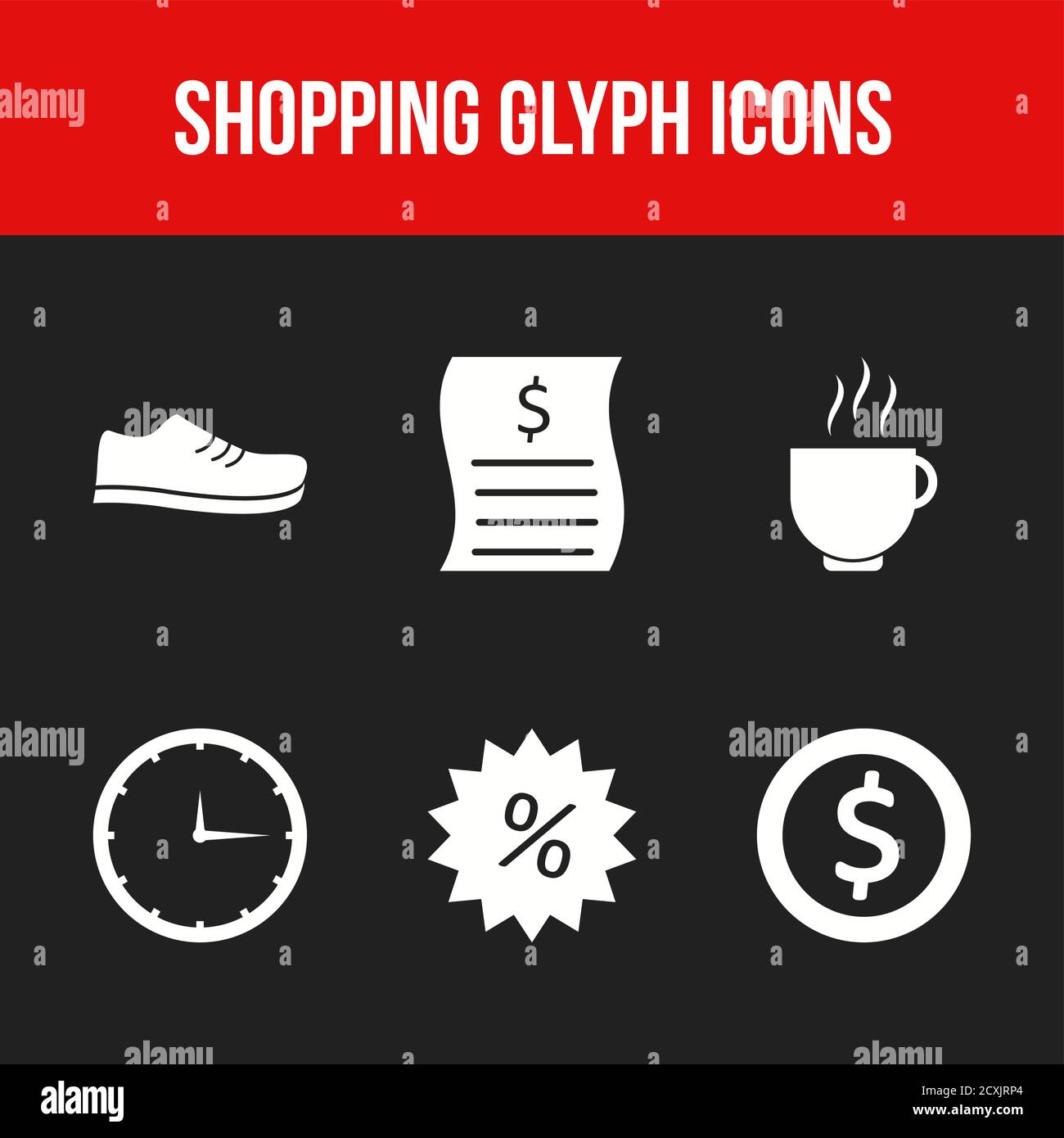 Beautiful six shopping & business glyph icon set Stock Vector Image ...