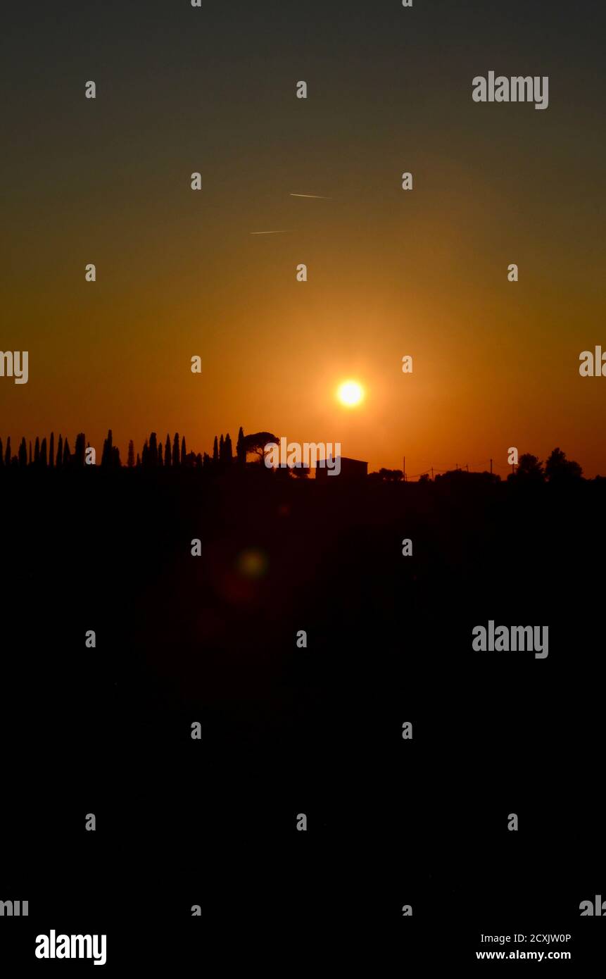 Tuscany trees silhouette hi-res stock photography and images - Alamy