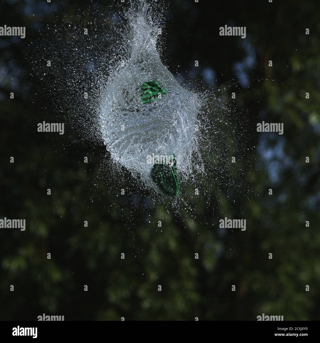 Shot Breaking Water Filled Green Balloon Stock Photo - Alamy