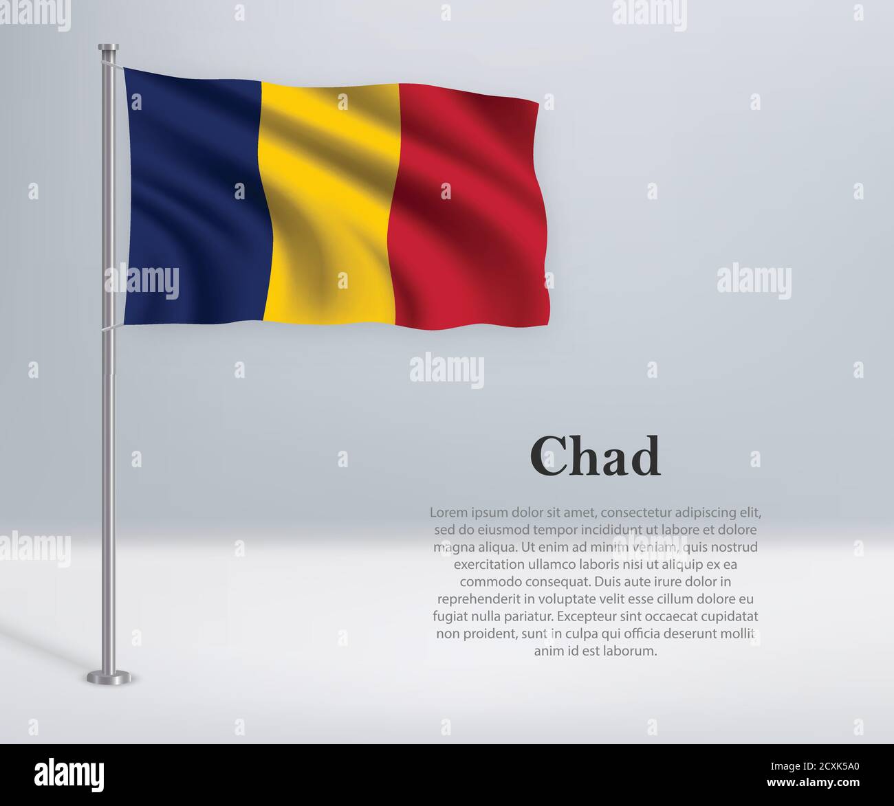 Waving flag of Chad on flagpole. Template for independence day Stock ...