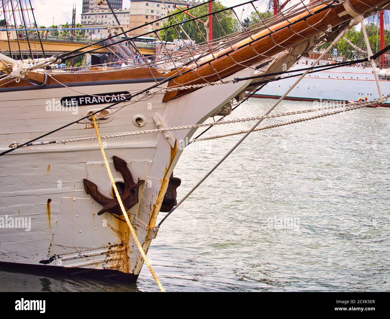ROUEN, FRANCE, June Circa, 2019. Close-up details of Three masted ...